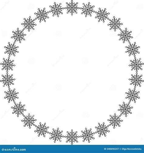 Snowflake Circle Frame Winter Snowflake Round Border Vector