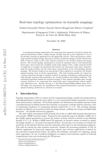 Pdf Real Time Topology Optimization Via Learnable Mappings