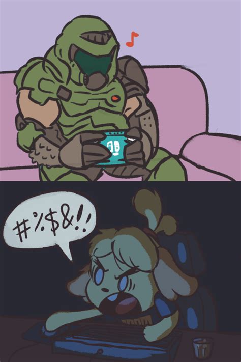 Doomguy And Isabelle On March 20th Doomguy And Isabelle Funny Art