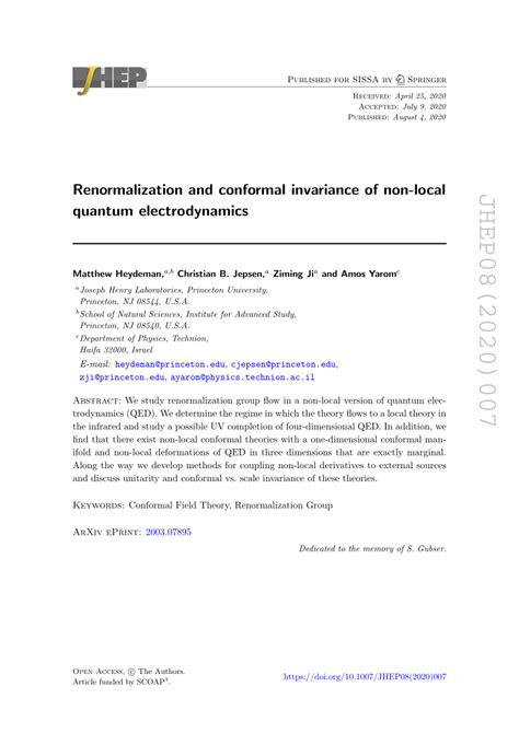 Pdf Renormalization And Conformal Invariance Of Non Local Quantum