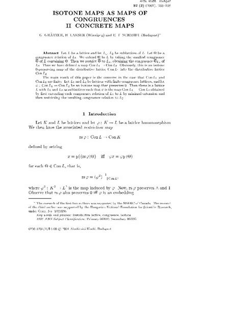 Pdf Isotone Maps As Maps Of Congruences Ii Concrete Maps Dokumen Tips