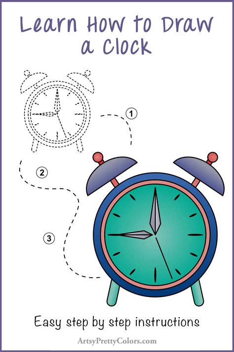 How To Draw A Clock Step By Step Artsy Pretty Colors How To Draw A Clock Step By Step Artsy Pretty Colors