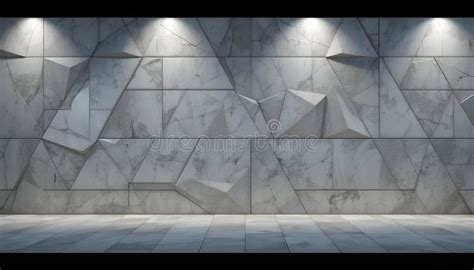Futuristic 3d Triangular Wall With Polished Tiles And Concrete Texture Stock Illustration