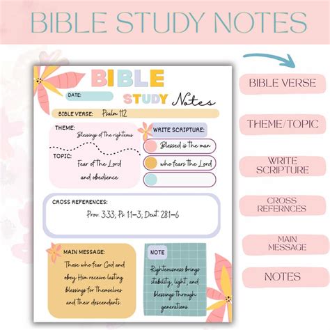 Printable Bible Study Notes Template Guided Scripture Study Pdf Etsy
