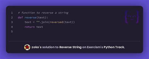 Zokos Solution For Reverse String In Python On Exercism
