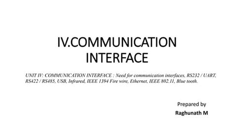 Communication Interface Of The Embedded Systems Ppt
