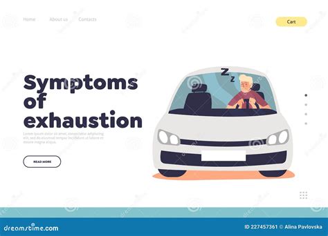 Symptoms Of Exhaustion Concept Of Landing Page With Sleepy Tired Man