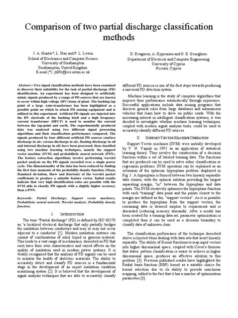 Comparison Of Two Partial Discharge Classification Methods Pdf