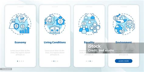 Inclusive Development Index Blue Onboarding Mobile App Screen Stock Illustration Download