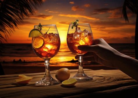 Un Par De Manos Tintineando Copas De Sex On The Beach Con Una