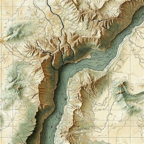 A Topographic Map Showing A River Basin With Detailed Elevation