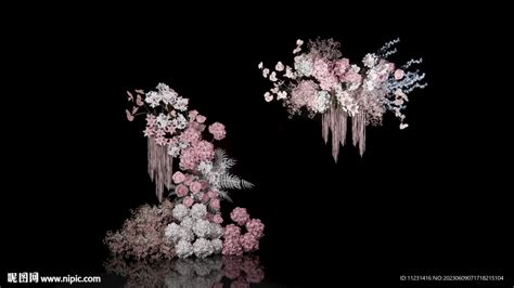 粉色花艺su模型设计图展示模型3d设计设计图库昵图网