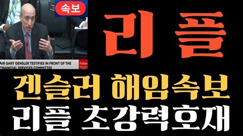 리플 코인 겐슬러 해임속보 떴다 리플 초강력호재 리플ceo 겐슬러 긴급발표 리플목표가 리플호재 리플전망 리플코인목표가 리플코인호재 리플코인전망 Youtube