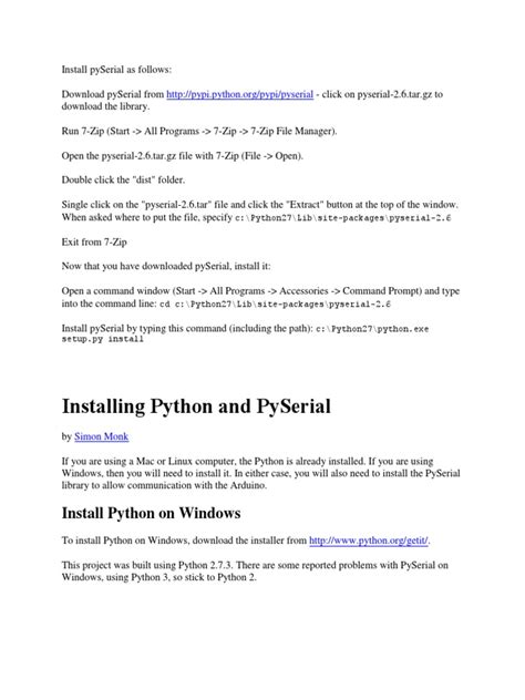 Installing Python And Pyserial For Arduino Communication On Windows And Other Operating Systems