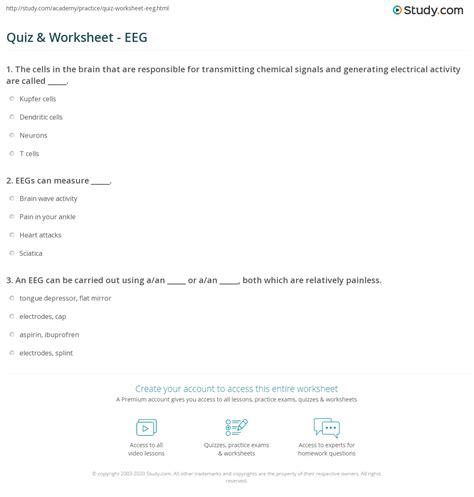 Quiz Worksheet EEG Study Com