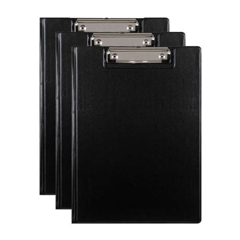 3x Marbig PP Clipfolder A4 File Organiser Folder W Clip Document Clipboard Black BIG W