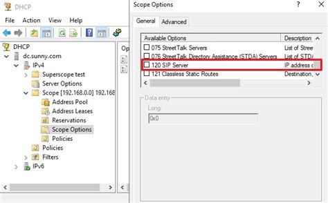 Windows 2019 Dhcp Option 120 Sip Server Is Missing Microsoft Qanda