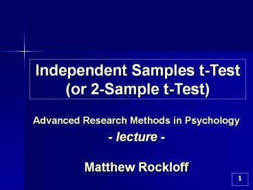 Independent Samples T Test Or 2 Sample T Test Presentation Free To Download