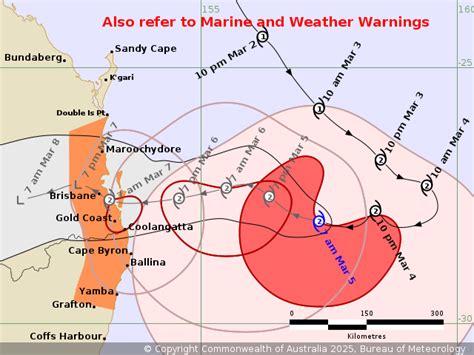 Qld Tropical Cyclone Warning Double Island Point Qld To Near Grafton