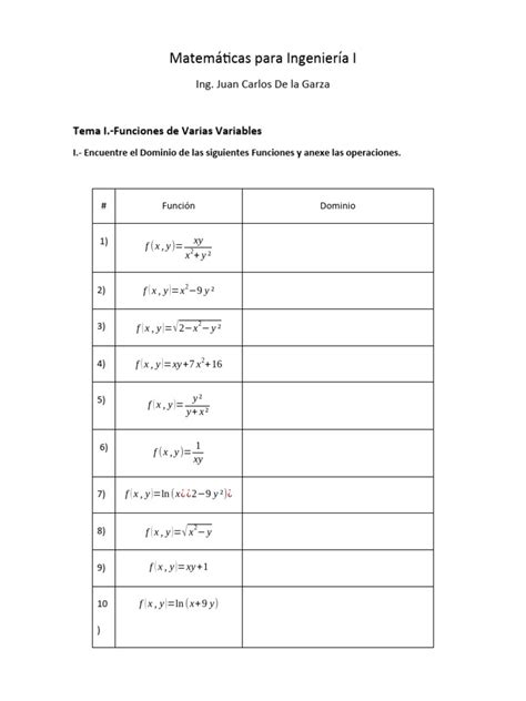 1er Parcial Actividad 1 Funciones De Varias Variables Planos Y Superficies Y Límites Pdf