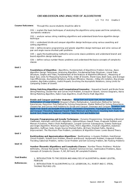 Cse408 Design And Analysis Of Algorithms Cse408design And Analysis