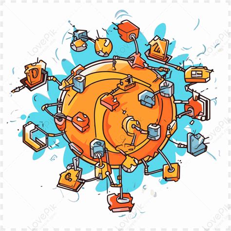 다른 네트워크 아이콘 만화로 둘러싸인 지구본의 블록체인 클립 아트 인터넷 벡터미술폰트 Png 일러스트 무료 다운로드 Lovepik