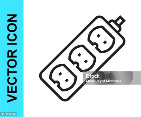 흰색 배경에 격리 된 검은 줄 전기 확장 코드 아이콘 전원 플러그 소켓 벡터 0명에 대한 스톡 벡터 아트 및 기타 이미지 0