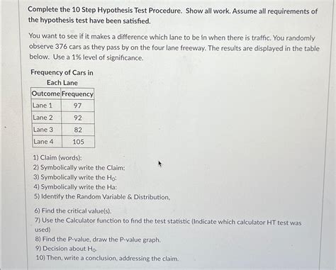 Solved Complete The 10 ﻿step Hypothesis Test Procedure Show
