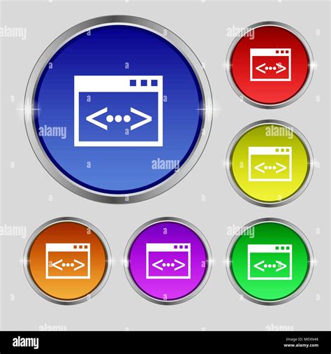 Code Sign Icon Programmer Symbol Set Of Colored Buttons Vector