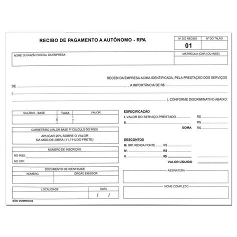 Modelo Recibo De Pagamento Autônomo Excel Doc