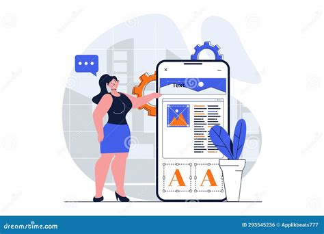 App Development Web Concept With Character Scene Woman Programming Coding Creating Mobile