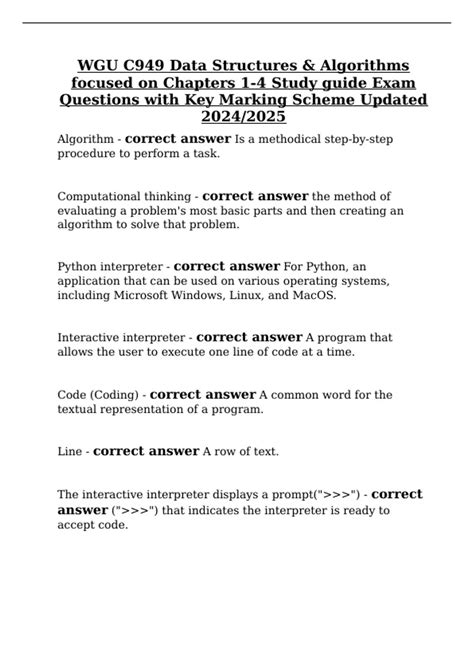 WGU C949 Data Structures Algorithms Focused On Chapters 1 4 Study