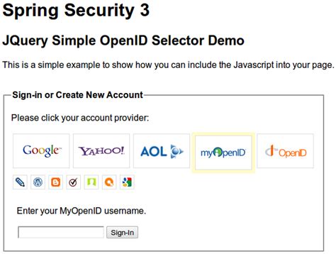 Krams Spring Security 3 OpenID With Javascript OpenID Selector