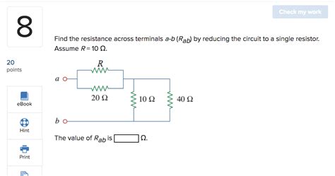 Solved Check My Work 8 Find The Resistance Across Terminals