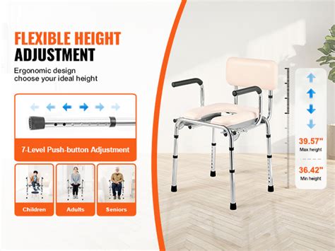 Vevor Commode Chair Bedside Commode With Padded Seat Drop Down Arms