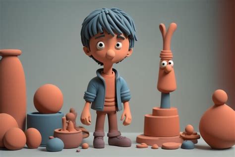 Premium Ai Image A Clay Character Toys In The Background Generated By Ai