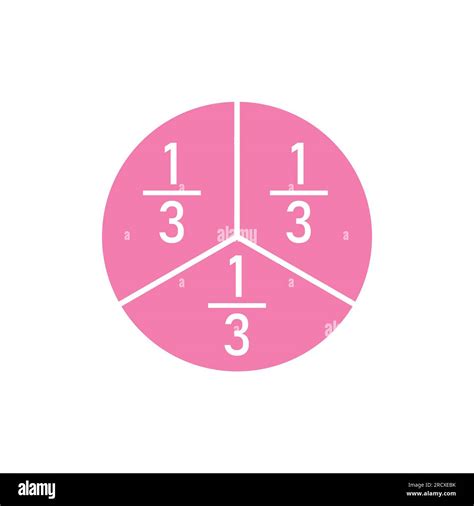 Circle Divided Into Three Equal Segments One Third Fraction Circle Vector Illustration Isolated