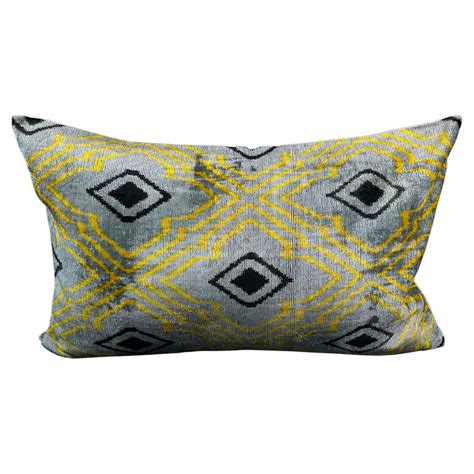 Gray Velvet Silk Ikat Pillow Cover For Sale At 1stdibs