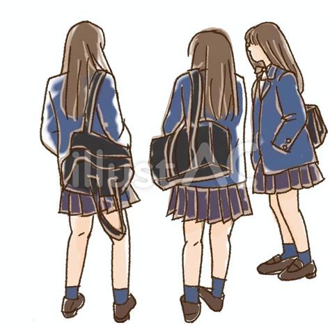 街で見かけた女子高生3人組イラスト No 22298864｜無料イラスト・フリー素材なら「イラストac」