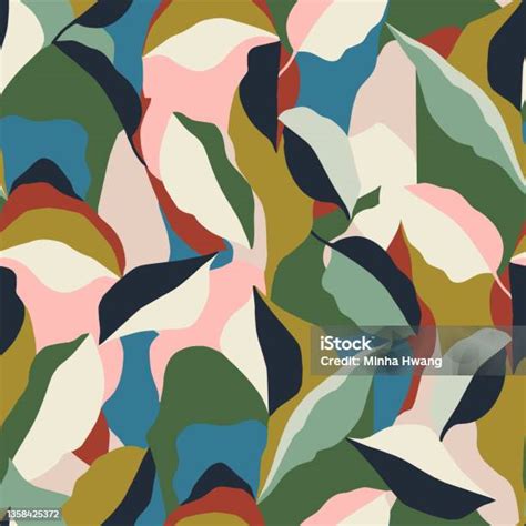 벡터 추상 현대 현대 잎 층 모티프 일러스트 리플링 패턴 홈 데코 프린트 섬유 패션 프린트 패브릭 낙서 드로잉에 대한 스톡 벡터 아트 및 기타 이미지 Istock