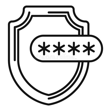 Password Shield Access Icon Outline Vector Multi Authentication Stock