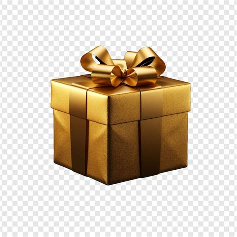 투명 한 배경 에 고립 된 금색 선물 상자 프리미엄 Psd 파일