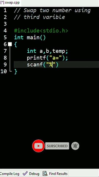 Swap Two Number With Using Third Variable Shorts Codingcampus C