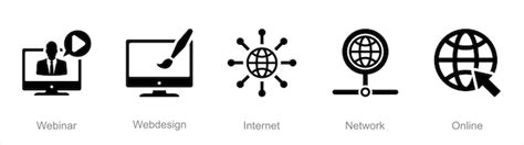 Premium Vector A Set Of 5 Internet Computer Icons As Webinar Web