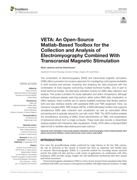 Pdf Veta An Open Source Matlab Based Toolbox For The Collection And