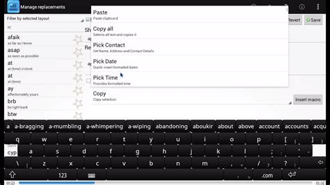 android softkeyboard with text expander macros and support for