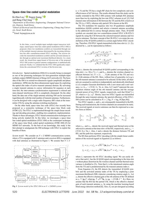 Pdf Spacetime Line Coded Spatial Modulation