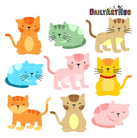 Cats Clip Art Set Daily Art Hub Graphics Alphabets And Svg