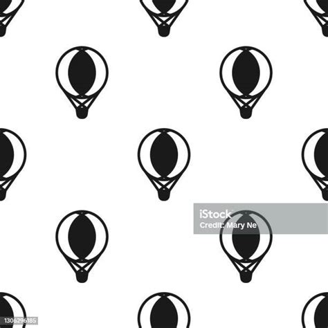 흰색 배경에 검은 뜨거운 공기 발룬 라인 실루엣 플랫 만화 벡터 장식 0명에 대한 스톡 벡터 아트 및 기타 이미지 0명