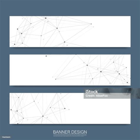 추상 분자 배너 선 점 원 다각형 설정 합니다 벡터 디자인 네트워크 통신 배경입니다 웹 배너 템플릿 또는 브로셔를 위한 미래 지향적 인 디지털 과학 기술 개념 0명에 대한